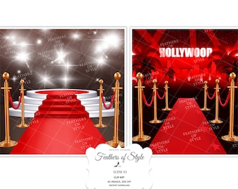 Red Carpet and Velvet Ropes Vector Clipart / Outline & Stamp - Etsy