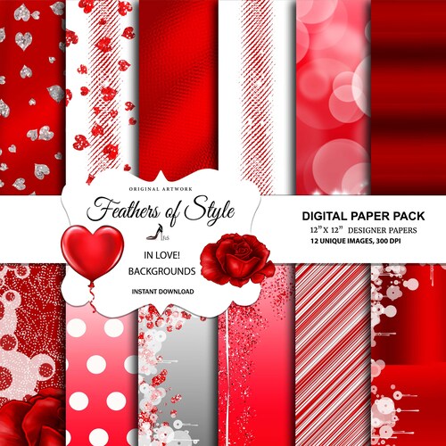 Valentines Day Digital Scrapbook Love Backgrounds Valentine - Etsy