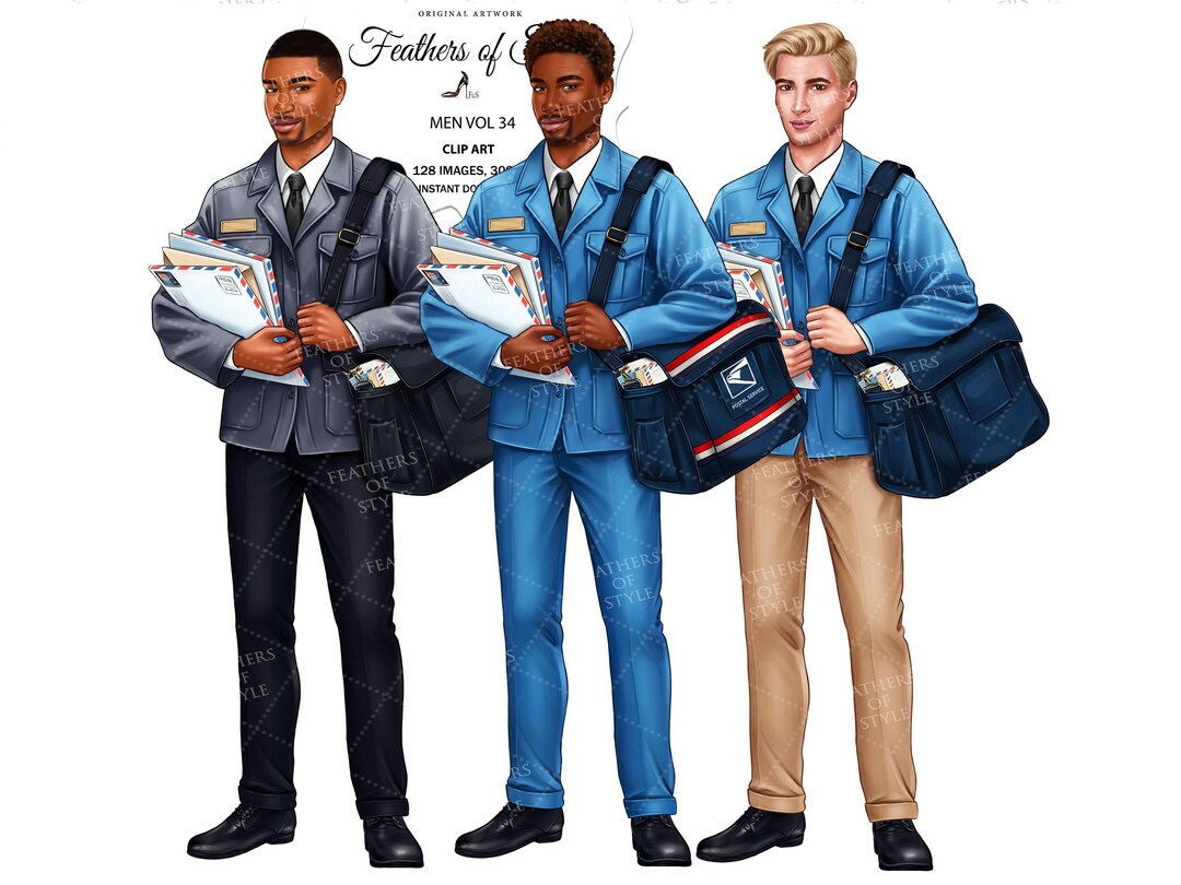 Mailman Clipart, Postal Worker Clipart, Postman Clipart, Mail Delivery ...