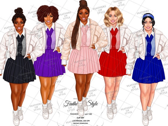 Teenager Girl Clipart Student Girl Clipart Fashion Girl - Etsy