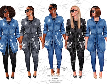 Denim Girl Clipart, Denim Clipart, Jeans Girl Clipart African American ...