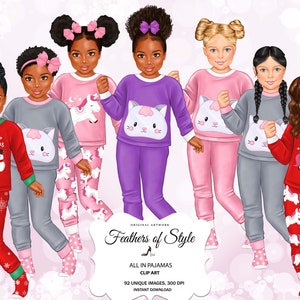 Pajama Party Clipart Children Clipart Bed Time Clipart - Etsy
