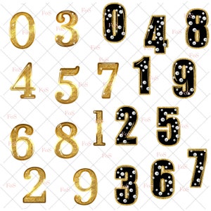 Glitter Numbers Clipart Sparkle Numbers Clipart Pearl Numbers Gold ...