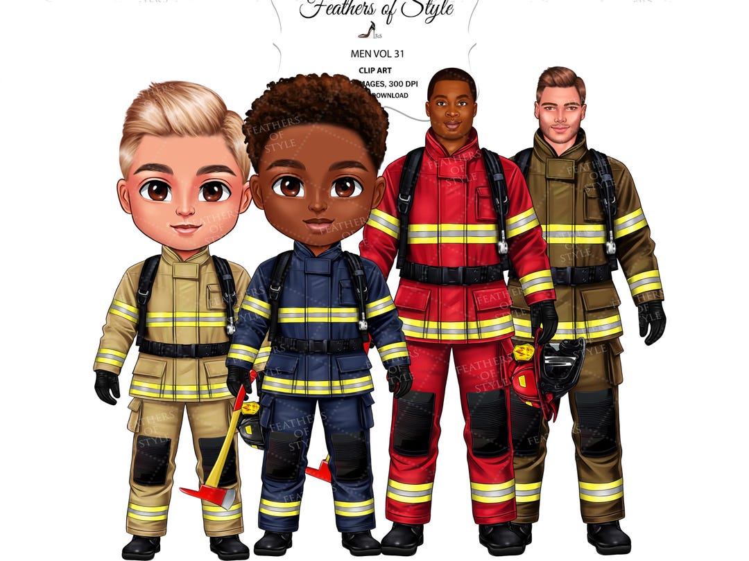 Fireman Clipart, Firefighter Clipart, Chibi Firefighter Clipart, Chibi ...