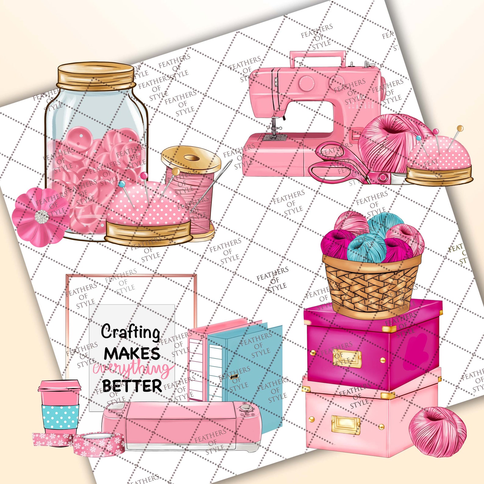 Crafting Clipart, Planner Girl Clipart, Crafty Girl Clipart, Printer ...