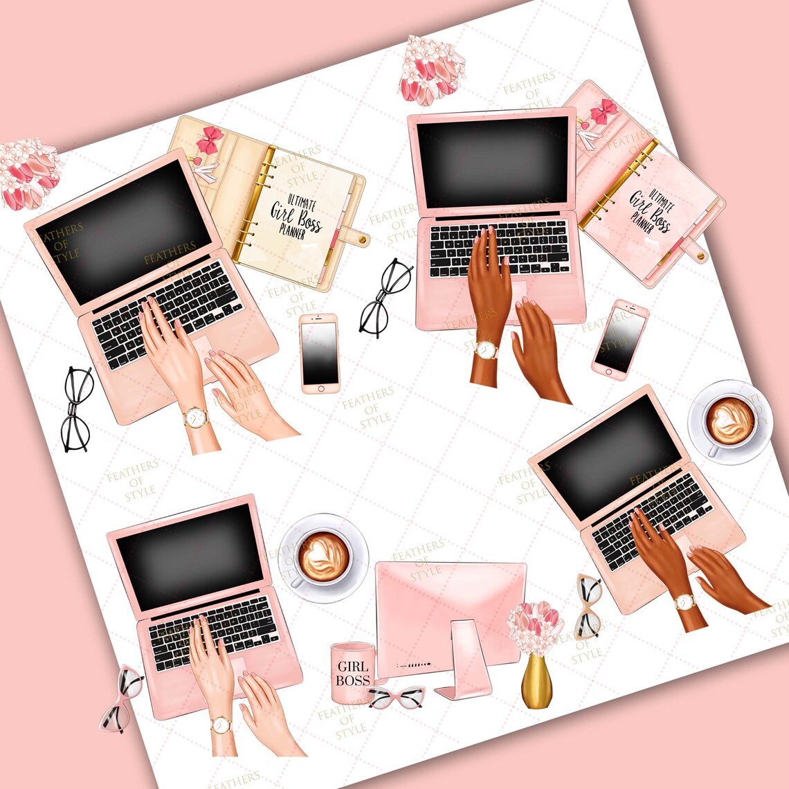 Planner Girl Clipart Fashion Girl Clipart Boss Girl - Etsy