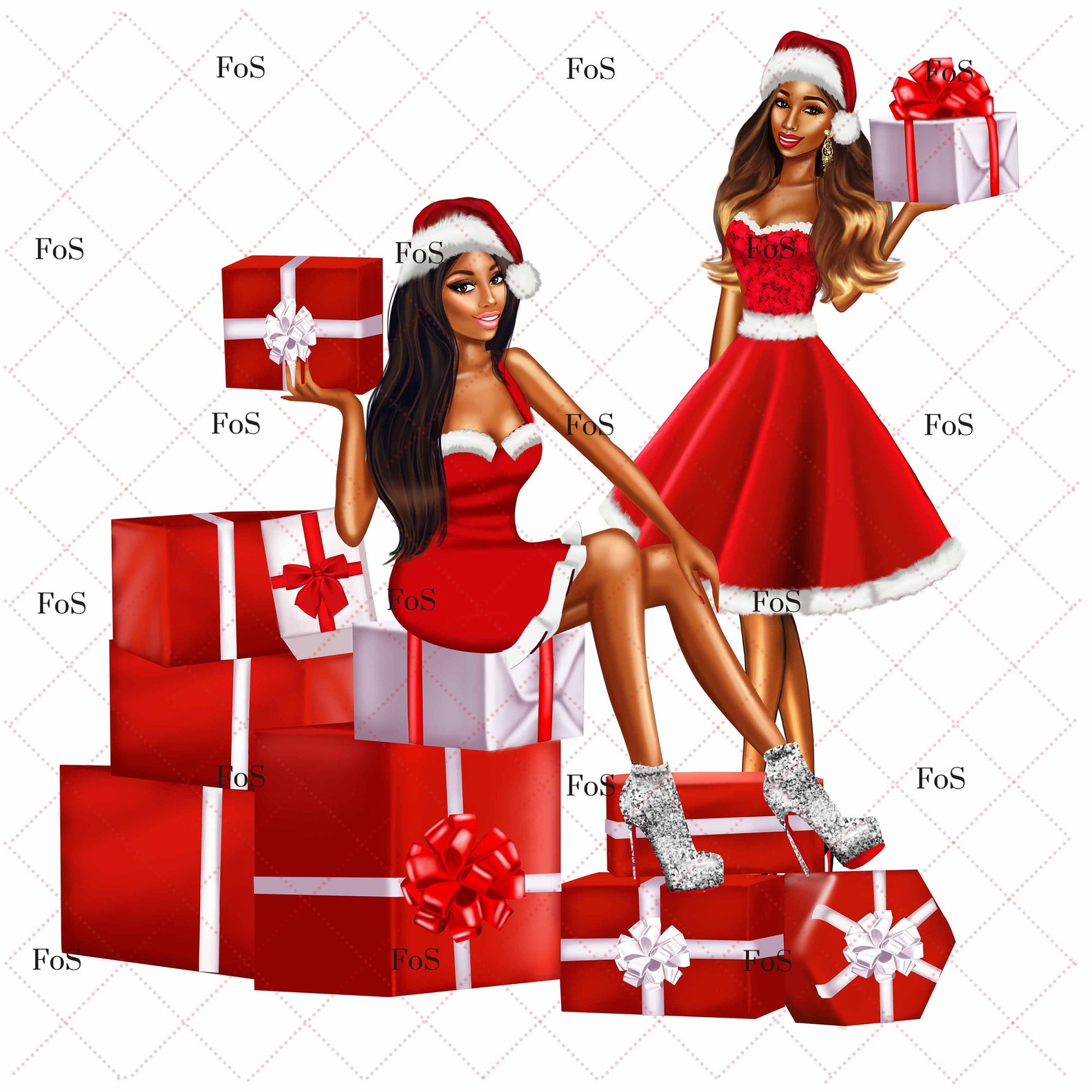 Christmas Clipart Fashion Girl Clipart Xmas Clipart Merry - Etsy