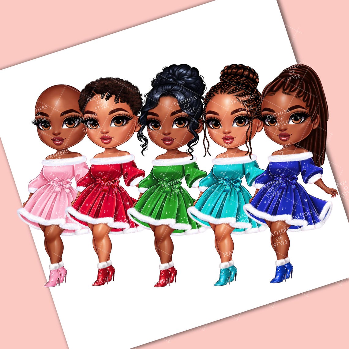 Christmas Chibi Doll Clipart, Xmas Chibi Doll Clipart, Merry Christmas ...