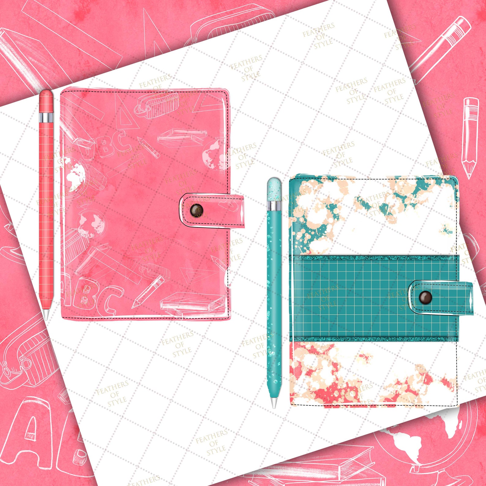 Back to School Planner Cliparts, Planner Stickers, Pastel Cliparts, Bow ...