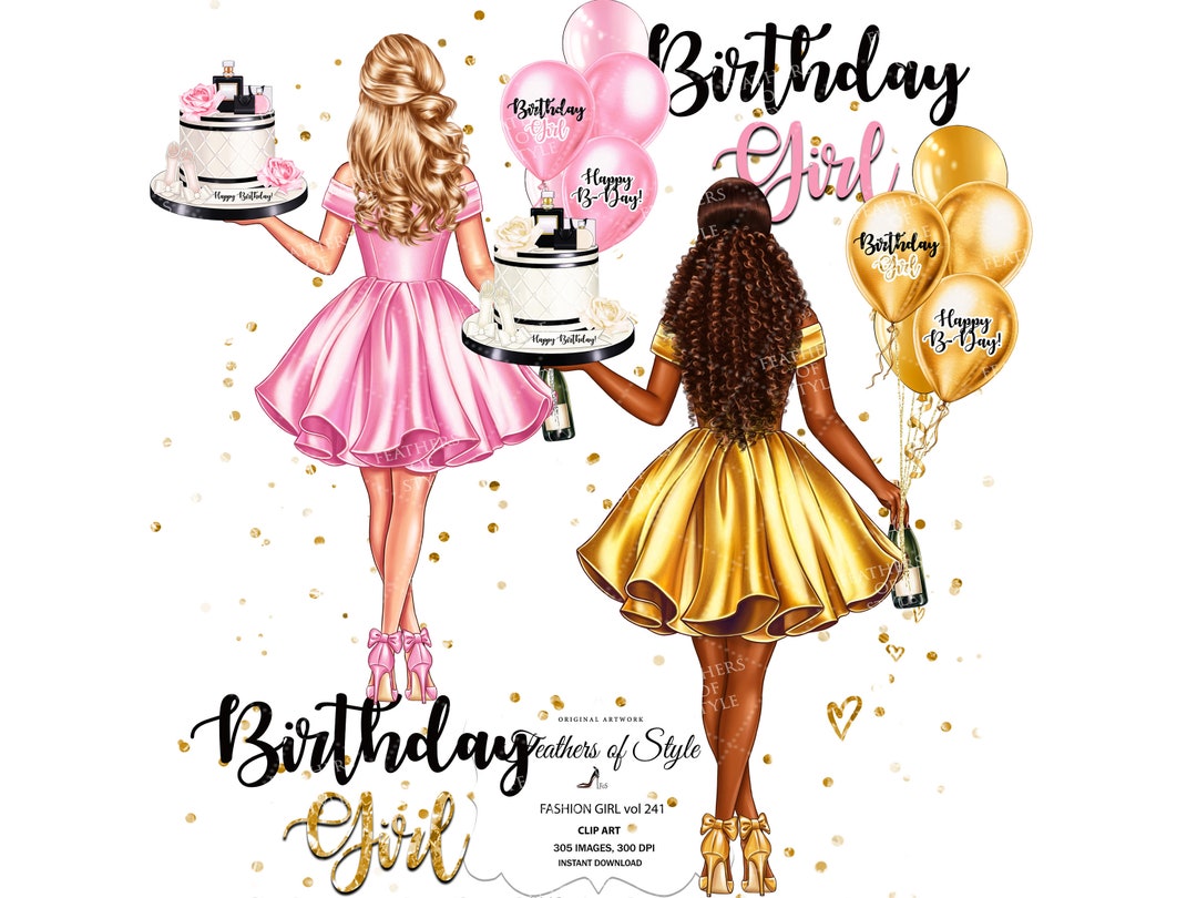 Birthday Girl Clipart, Party Girl Clipart, NYE Girl Clipart, Boss Babe ...
