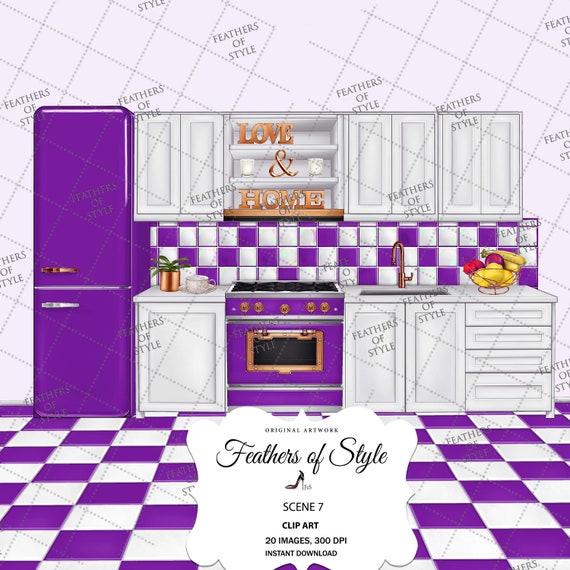 Kitchen scene Kitchen illustration Home scene Kitchen | Etsy