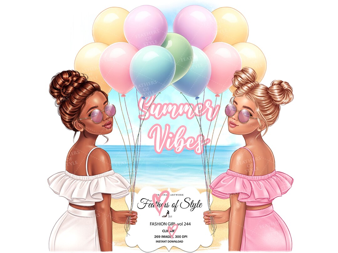 Summer Girl Clipart, Holiday Girl Clipart, Beach Girl Clipart, Party ...