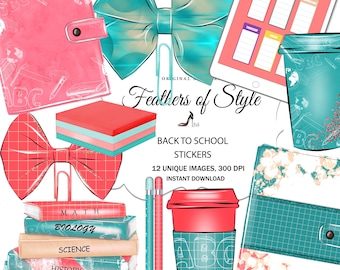 Back to School Planner Cliparts Planner Stickers Pastel - Etsy