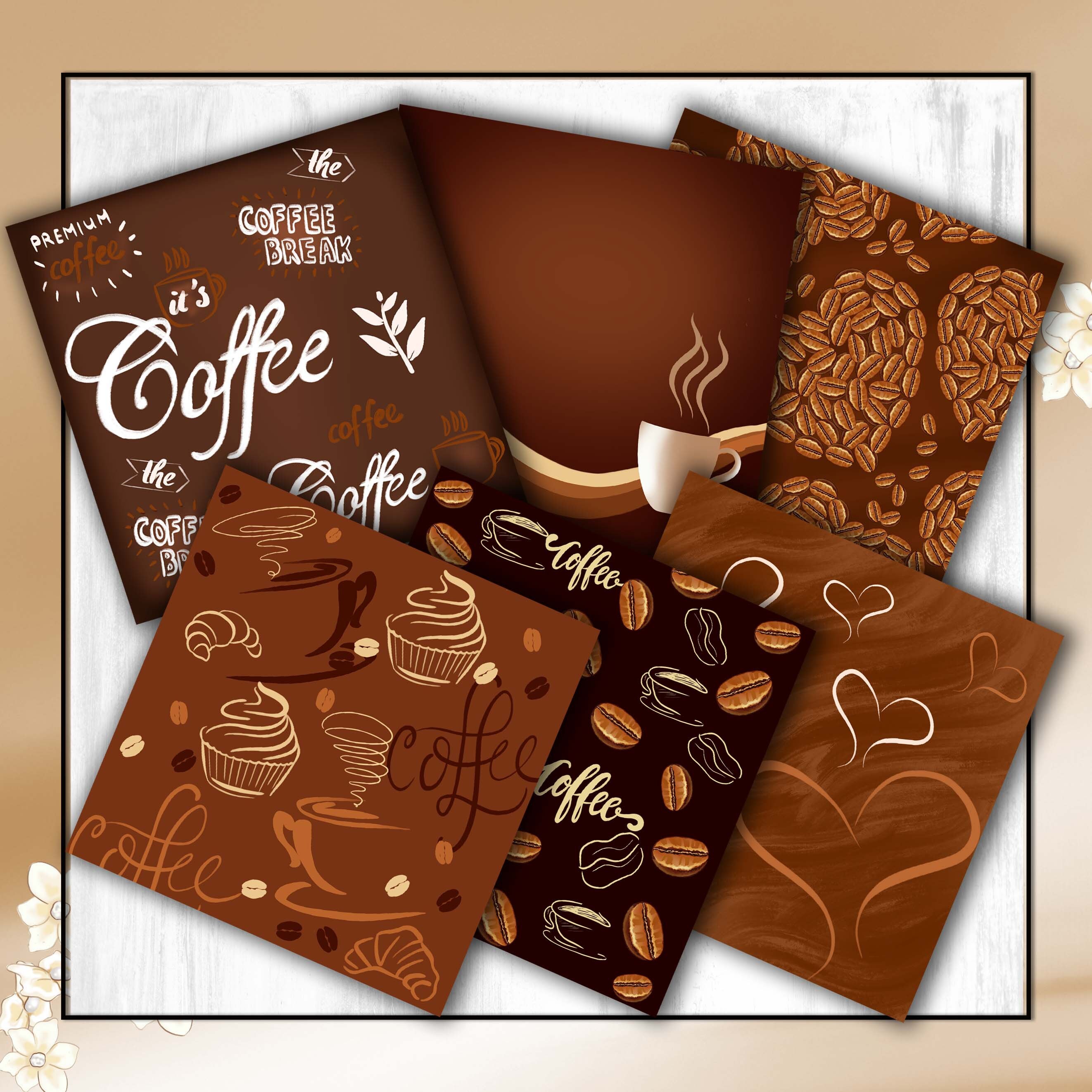 Coffee Digital Papers, Coffee Bean Papers, Coffee Names Paper,chocolate ...