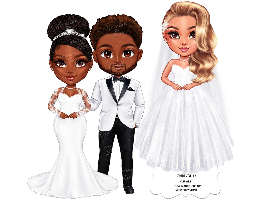 Chibi Wedding Clipart, Chibi Bride Clipart, Chibi Couple Clipart, Chibi ...