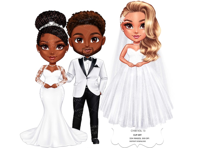 Chibi Wedding Clipart, Chibi Bride Clipart, Chibi Couple Clipart, Chibi ...