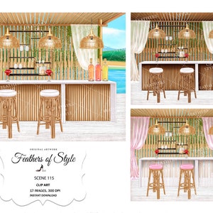 Bar Scene Summer Bar Scene Summer Illustration Bar - Etsy