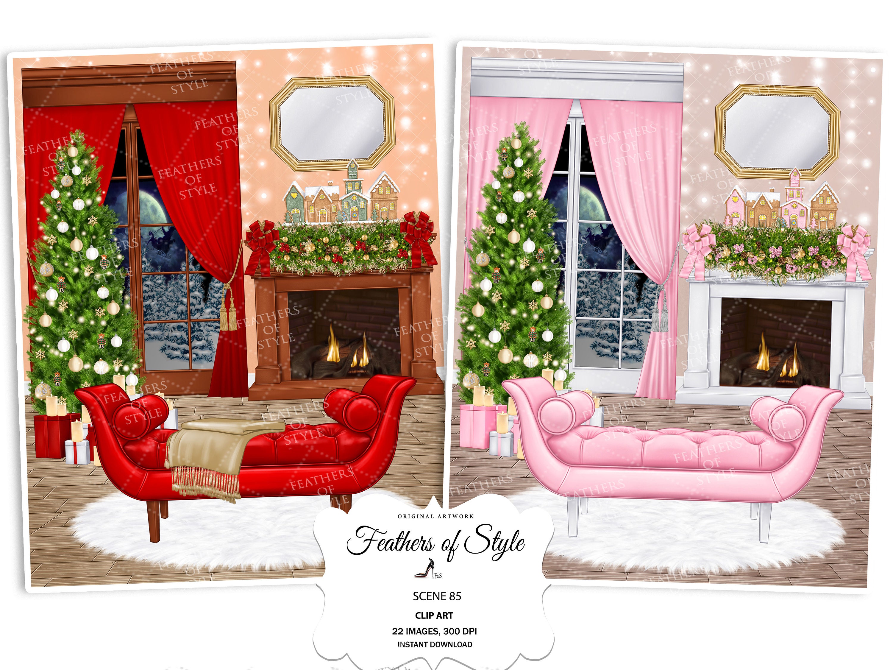 Christmas House Scene Christmas House Illustration Christmas - Etsy