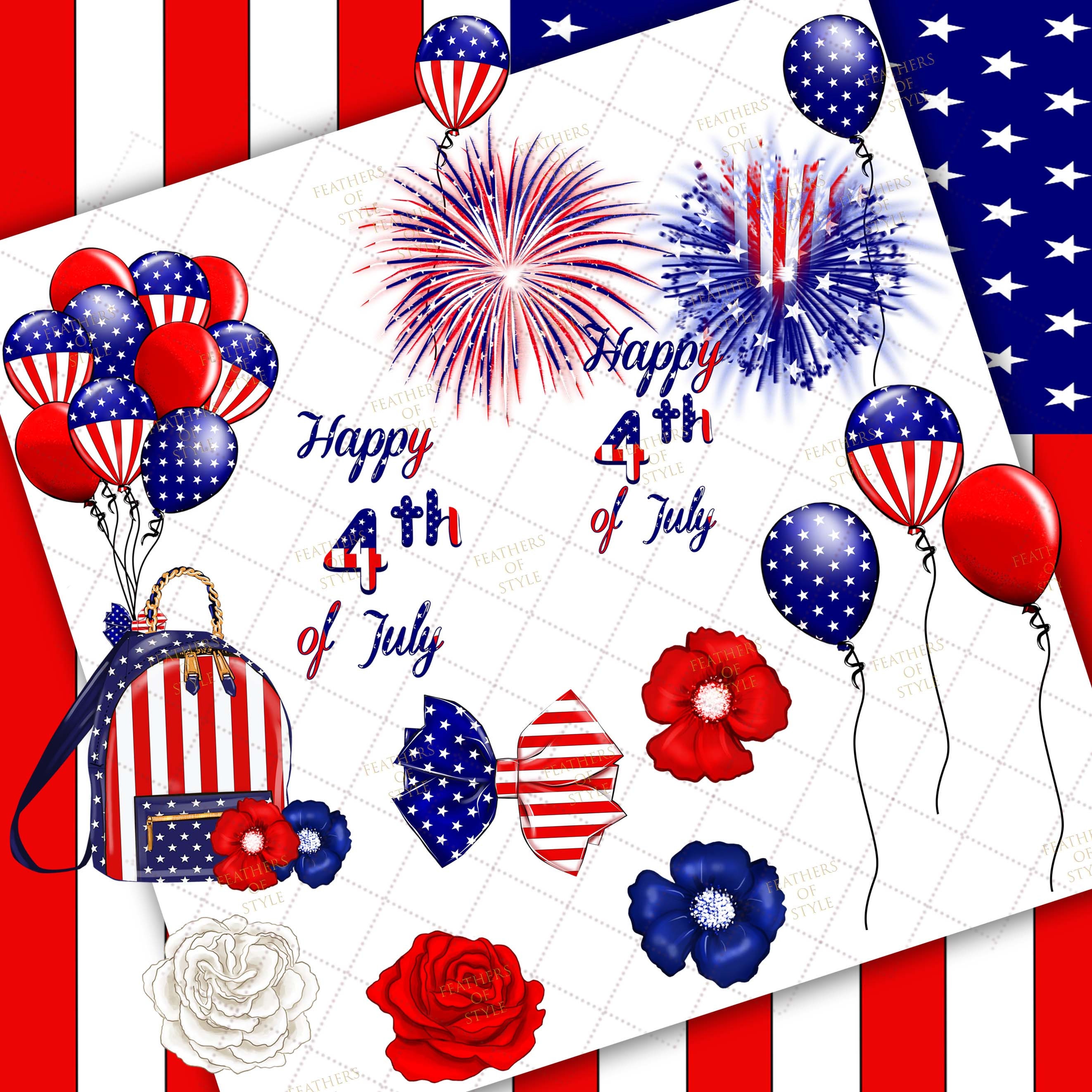 Happy 4th of July Clipart Independence Day Clipart Celebrate - Etsy