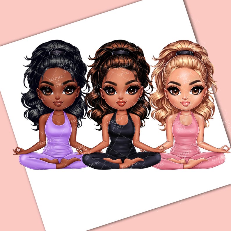 Yoga Chibi Clipart, Yoga Clipart, Boss Chibi Doll Clipart, Chibi Girl ...