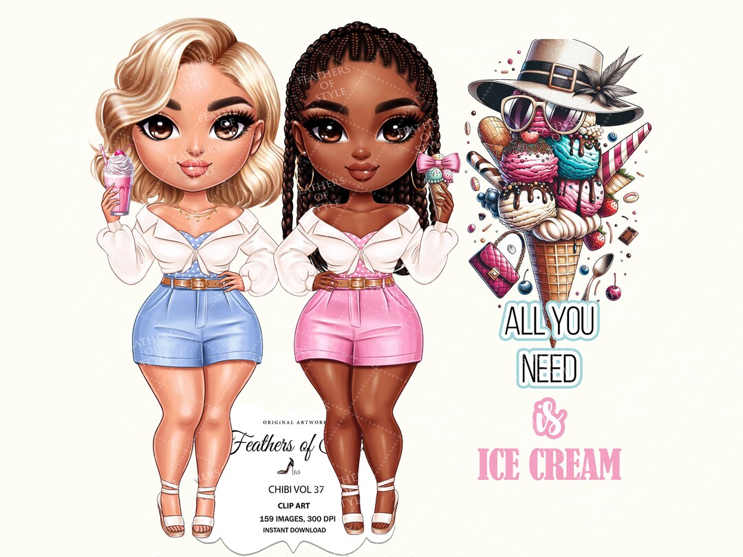 Summer Chibi Doll Clipart, Chibi Doll Png, Ice Cream Chibi Girl Clipart ...