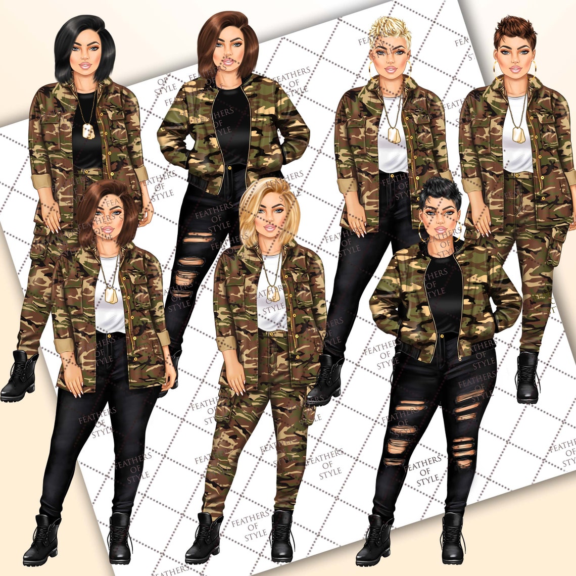 Army Clipart, Military Woman Clipart, Fashion Girl Clipart, Veteran Day ...