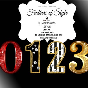 Glitter Numbers Clipart Sparkle Numbers Clipart Pearl Numbers Gold ...