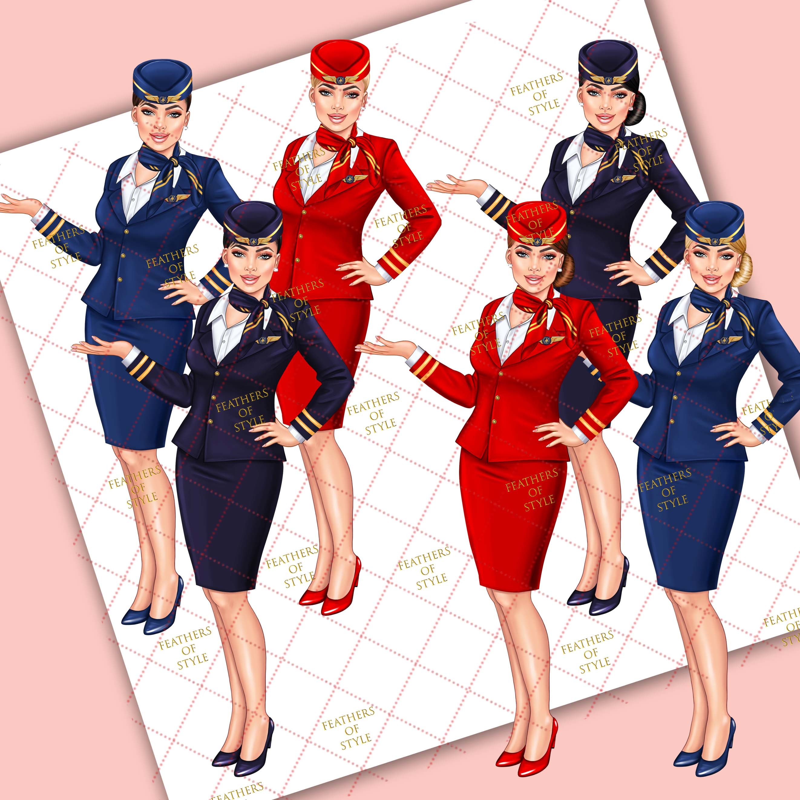 Flight Attendant Clipart Pilot Clipart Pilot Woman Clipart | Etsy UK
