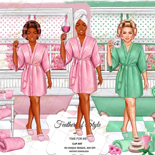 Spa Clipart Spa Girl Beauty Relax Wellness Bath Time Bathroom - Etsy