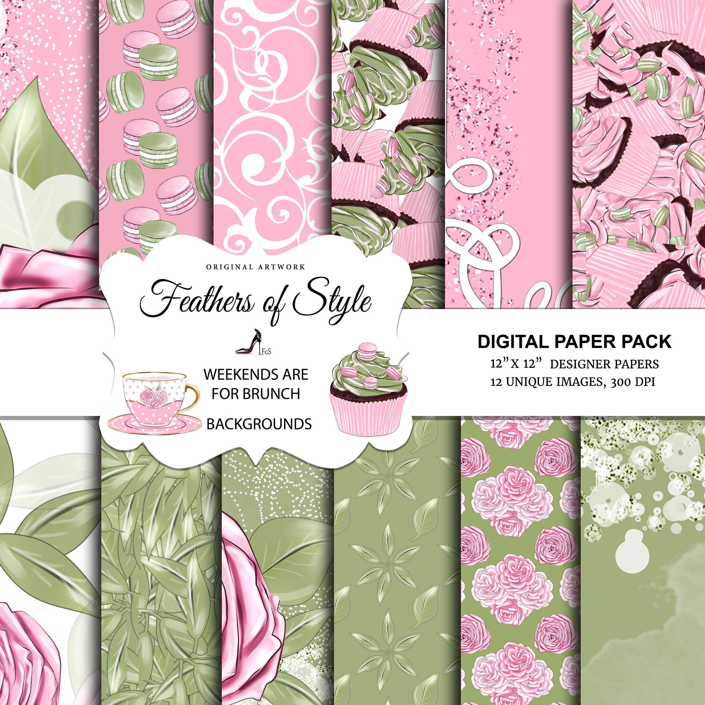 Brunch Digital Paper Tea Party Digital Paper Tea Time - Etsy