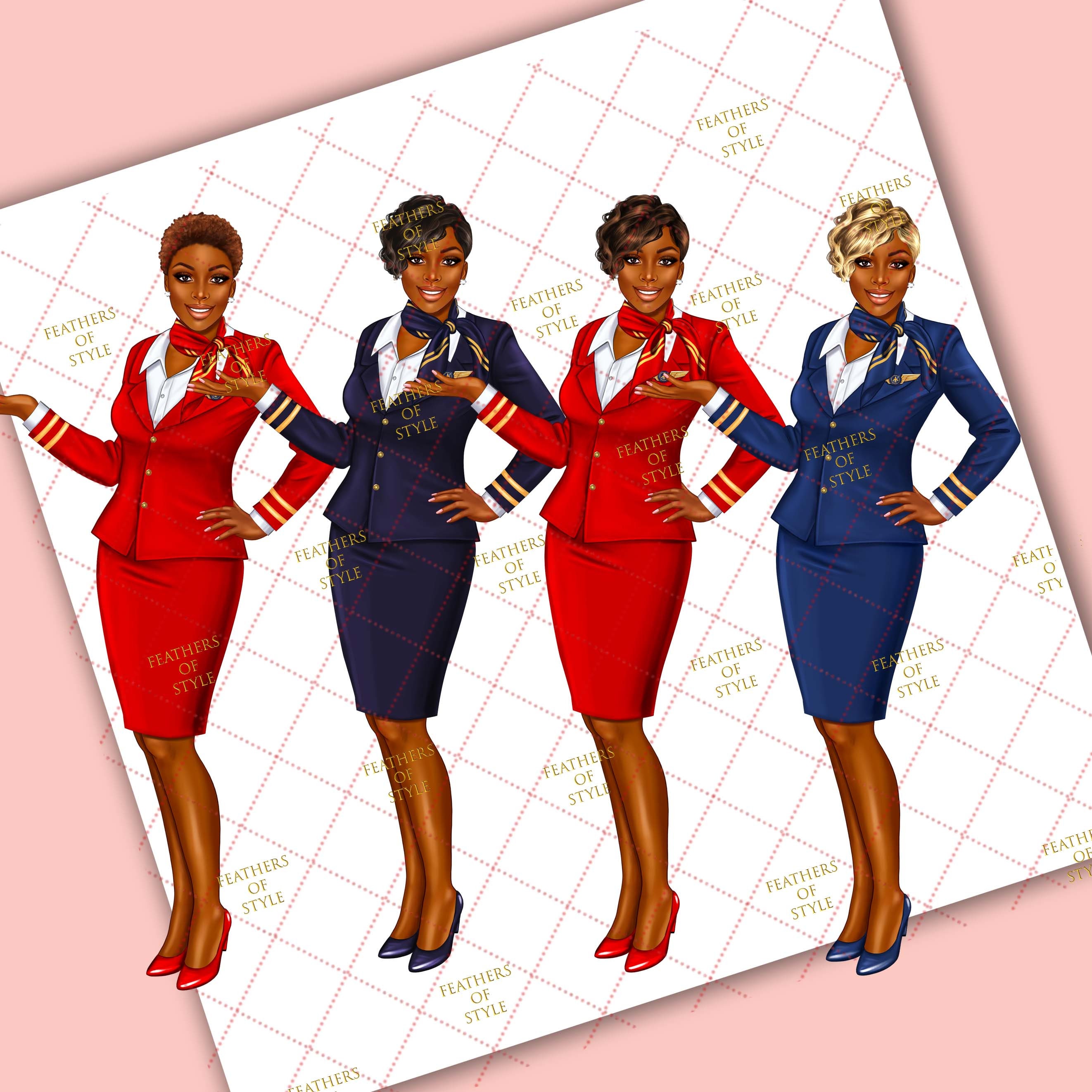 Flight Attendant Clipart Pilot Clipart Pilot Woman Clipart | Etsy UK