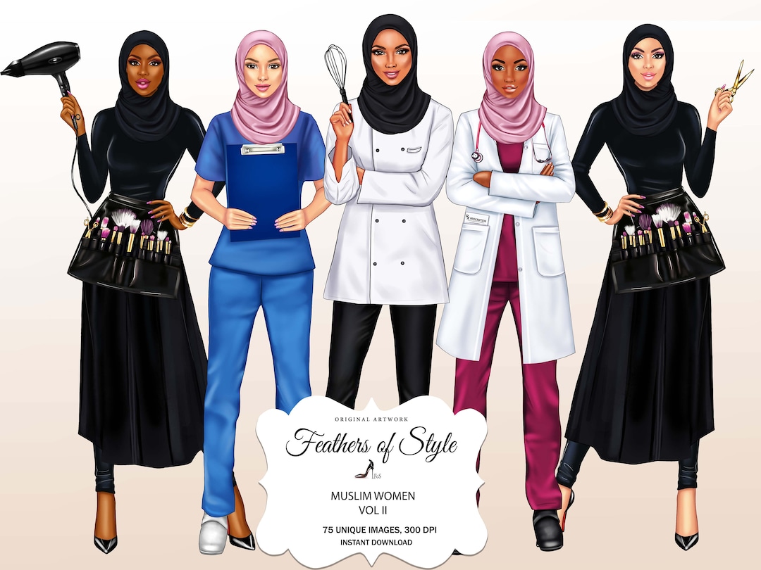 Muslim Women Clipart, Muslim Clipart, Hijab Clipart, Afro Girl Clipart ...