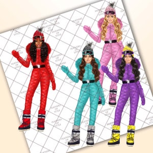 Winter Girl Clipart, Snow Girl Clipart, Winter Fashion Clipart, Ski ...