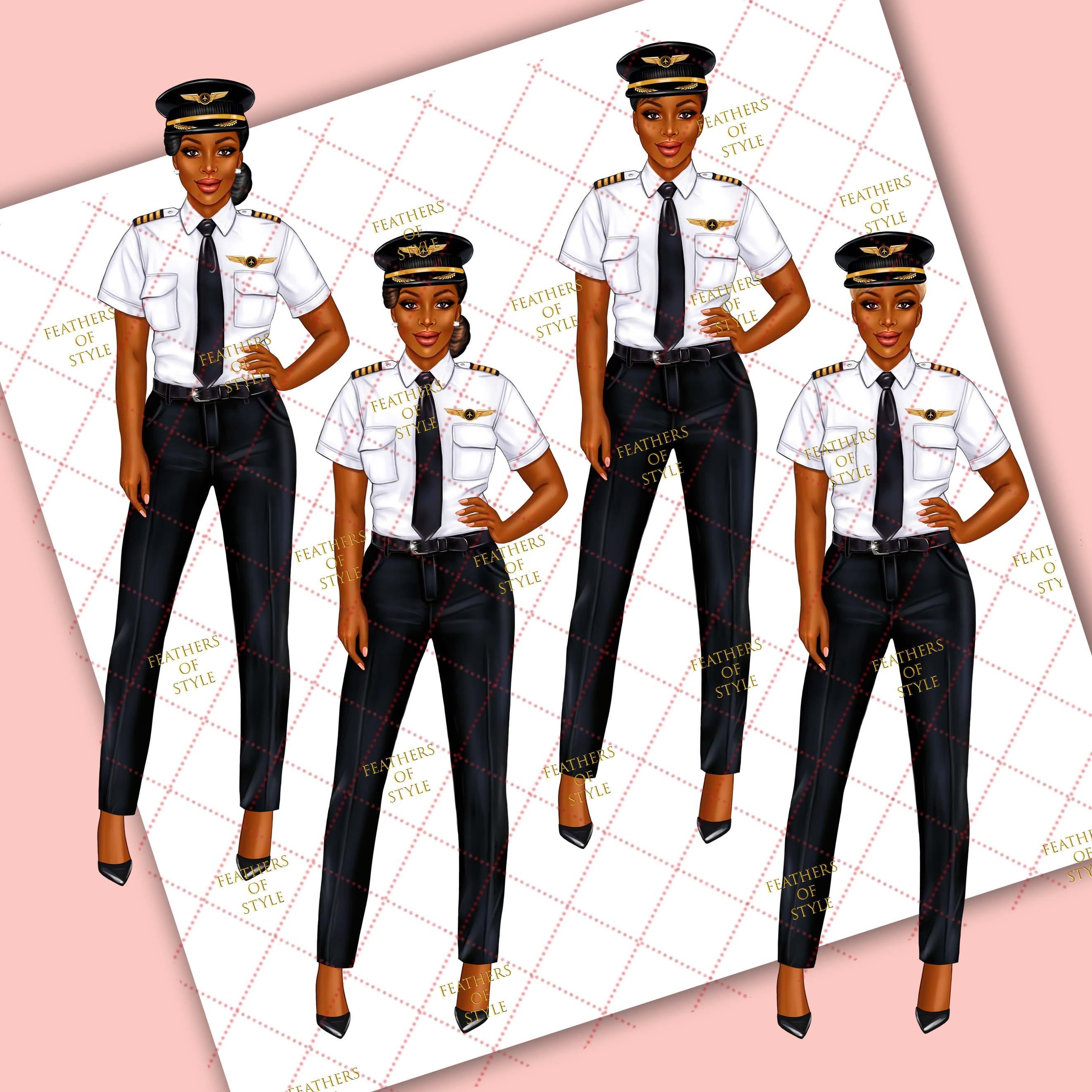 Flight Attendant Clipart Pilot Clipart Pilot Woman Clipart | Etsy UK