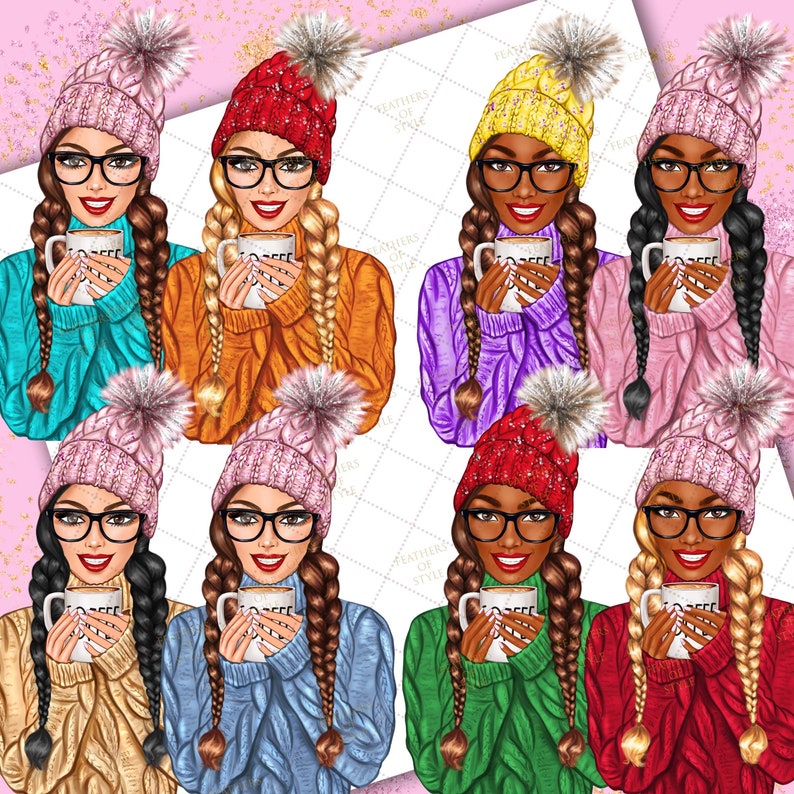 Winter clipart Winter girl clipart Fashion girls clipart | Etsy