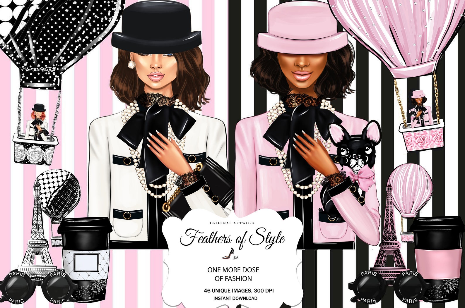 Paris Girls Clipart Spring Fashion Clipart Fashion Girl - Etsy