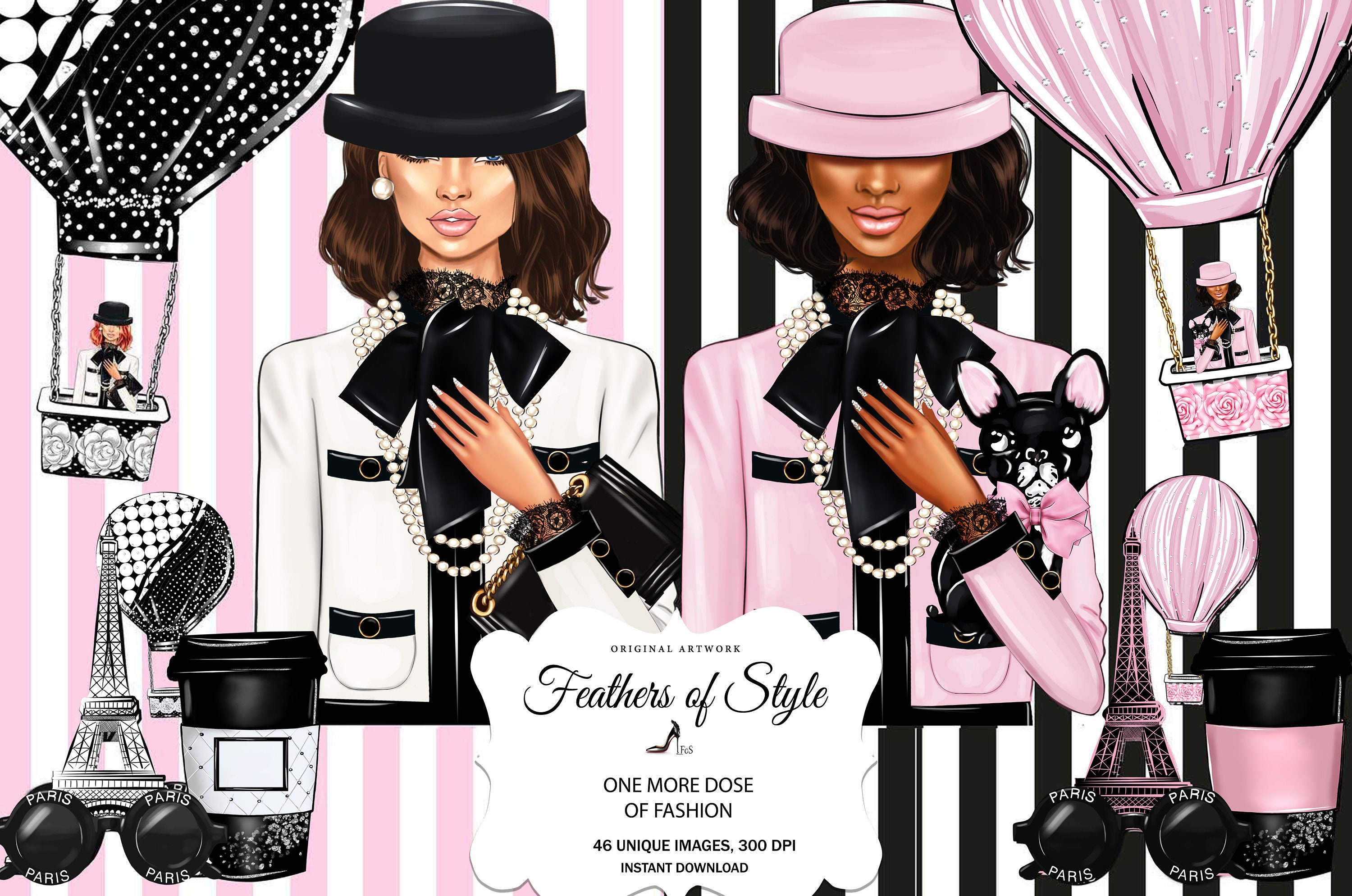 Paris Girls Clipart Spring Fashion Clipart Fashion Girl - Etsy