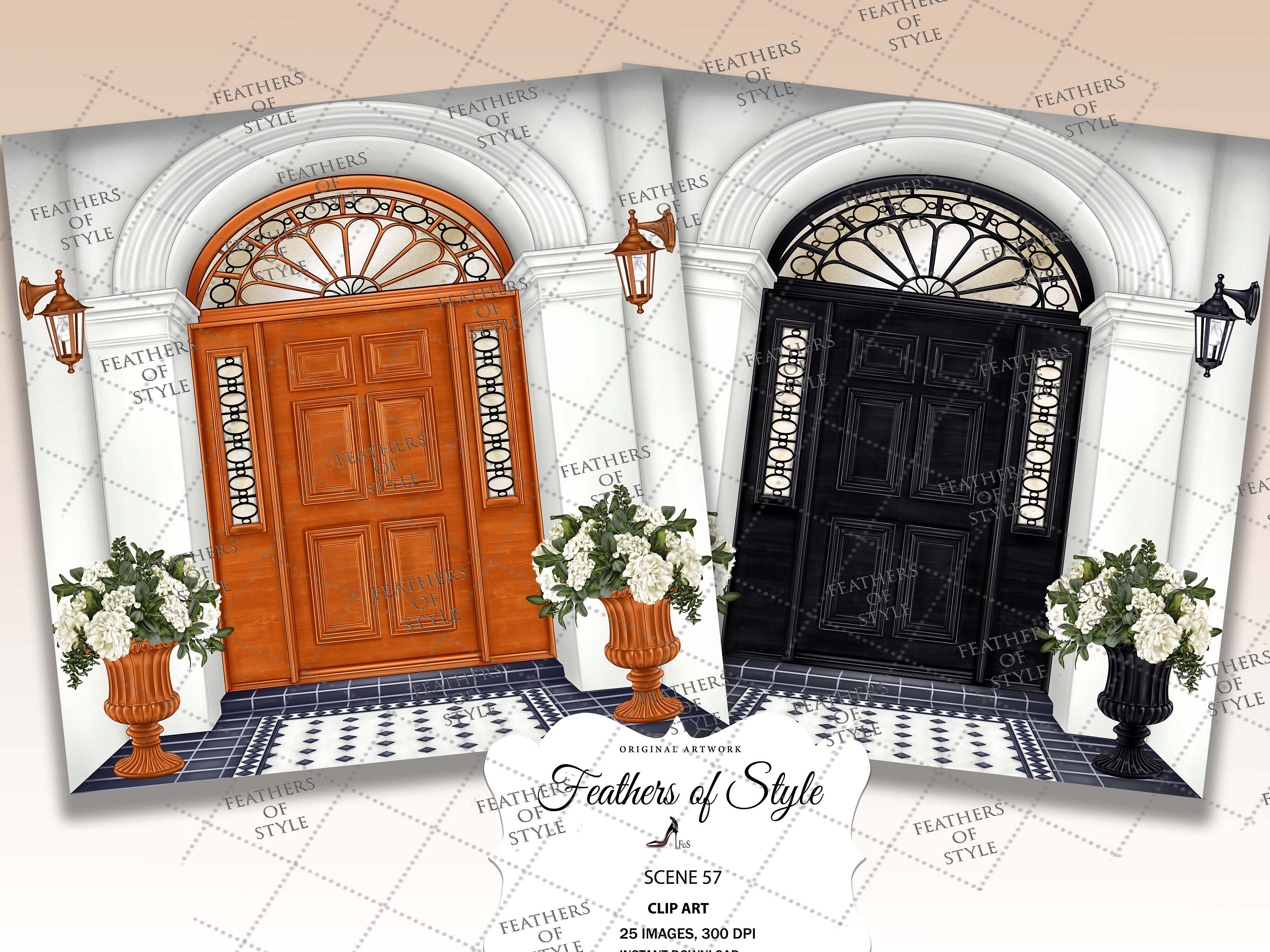 Door Scene Front Door Scene Front Door Illustration Door | Etsy
