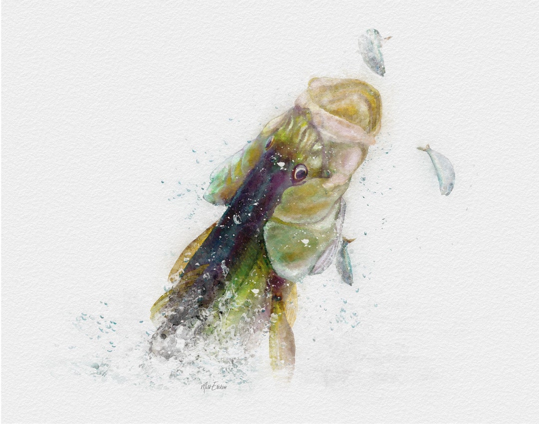 Snook art watercolor style wall art print fish painting gift for ...