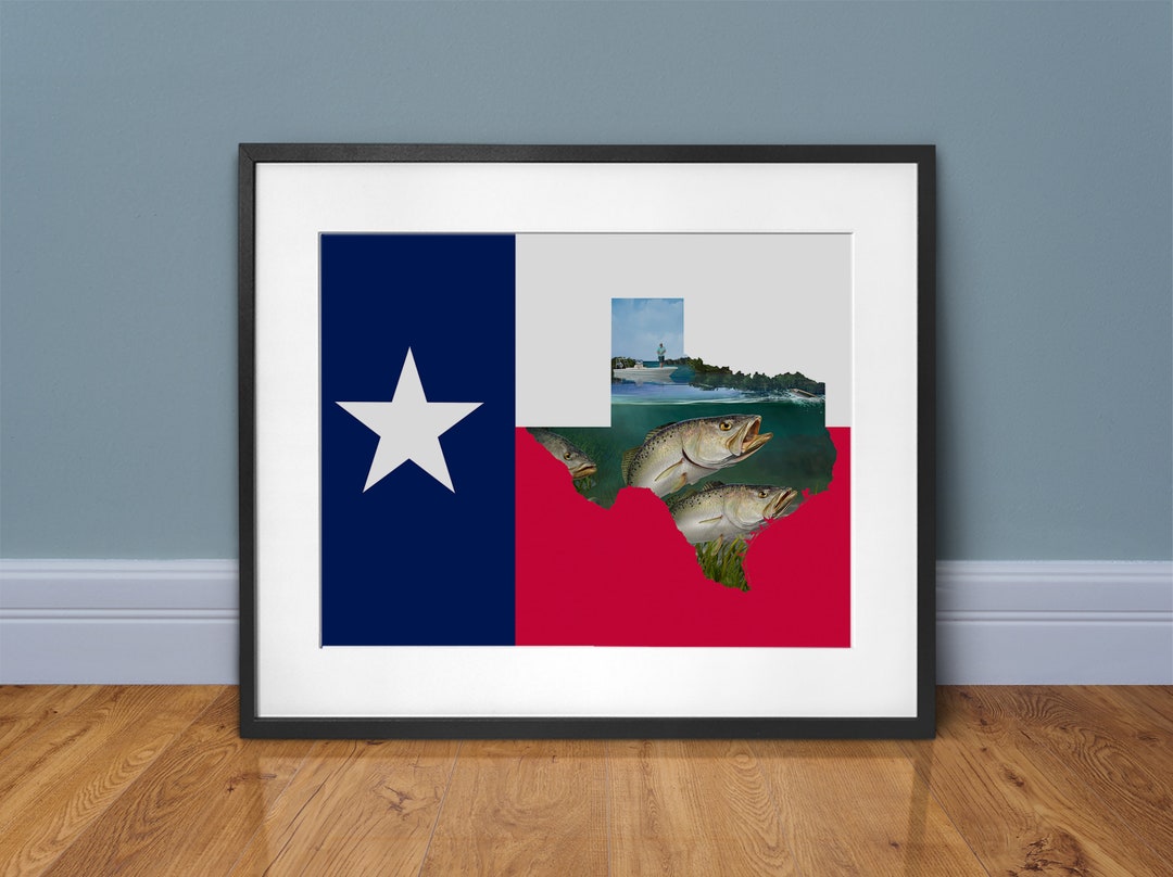 Speckled Trout Texas Map Fisherman's Gift Art Print Wall Decor for a ...