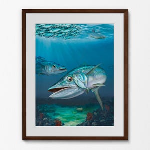 Kingfish Fishing Art Print Gift for a Fisherman, Fish Painting, Fish ...