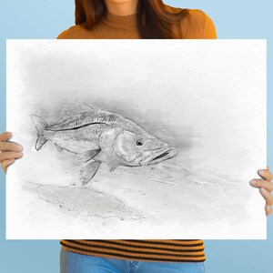 Snook Art Sketch Print - a Great Snook Fisherman Gift - Etsy
