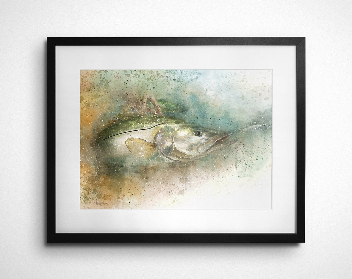 Snook Art Print Fisherman's Gift Watercolor Style Wall - Etsy