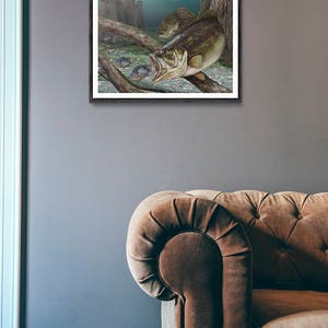 Bass Art Print, Largemouth Bass Fishing Gift, Bass Fisherman Gift ...