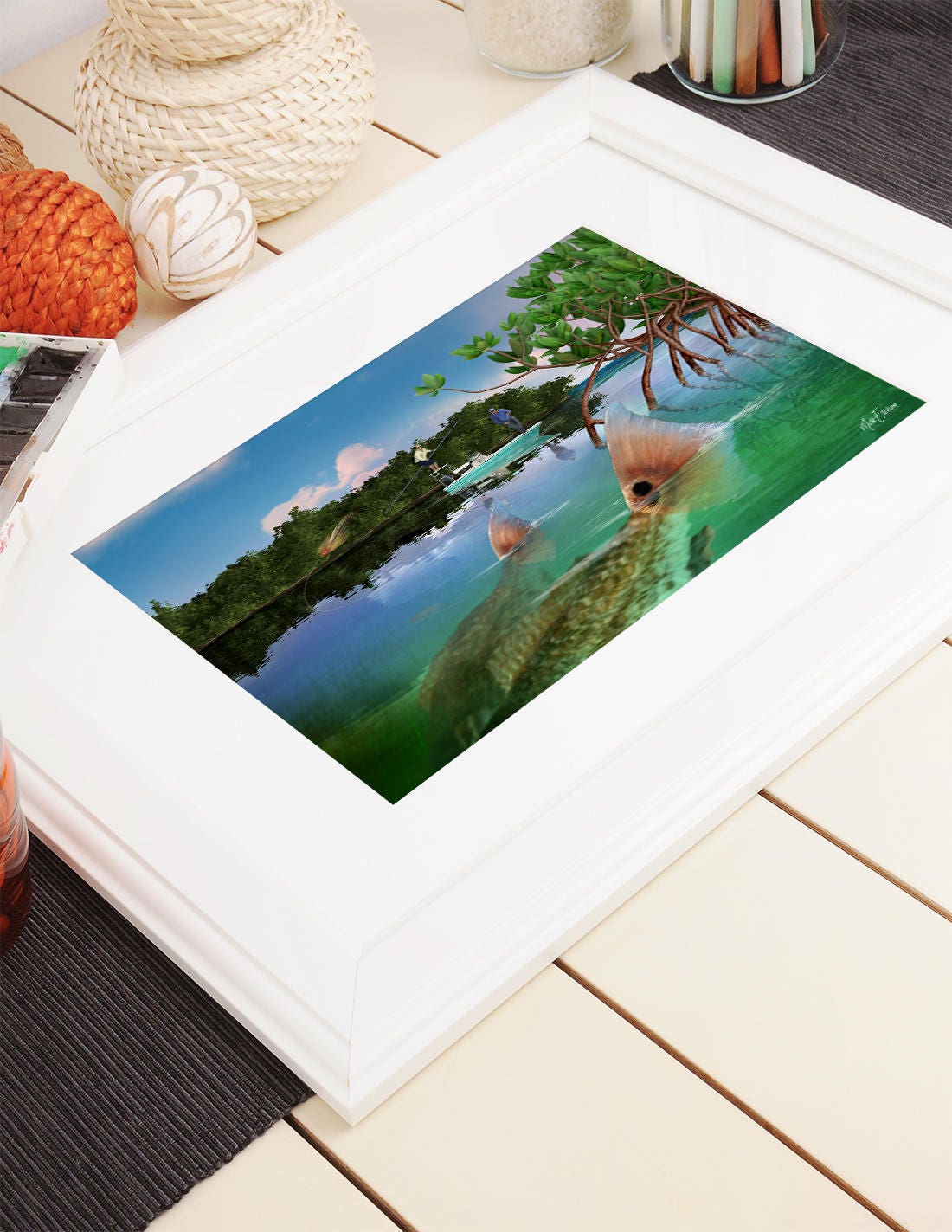 Tailing Redfish Art Print Fish Painting. Redfish Wall Art Gift for a ...