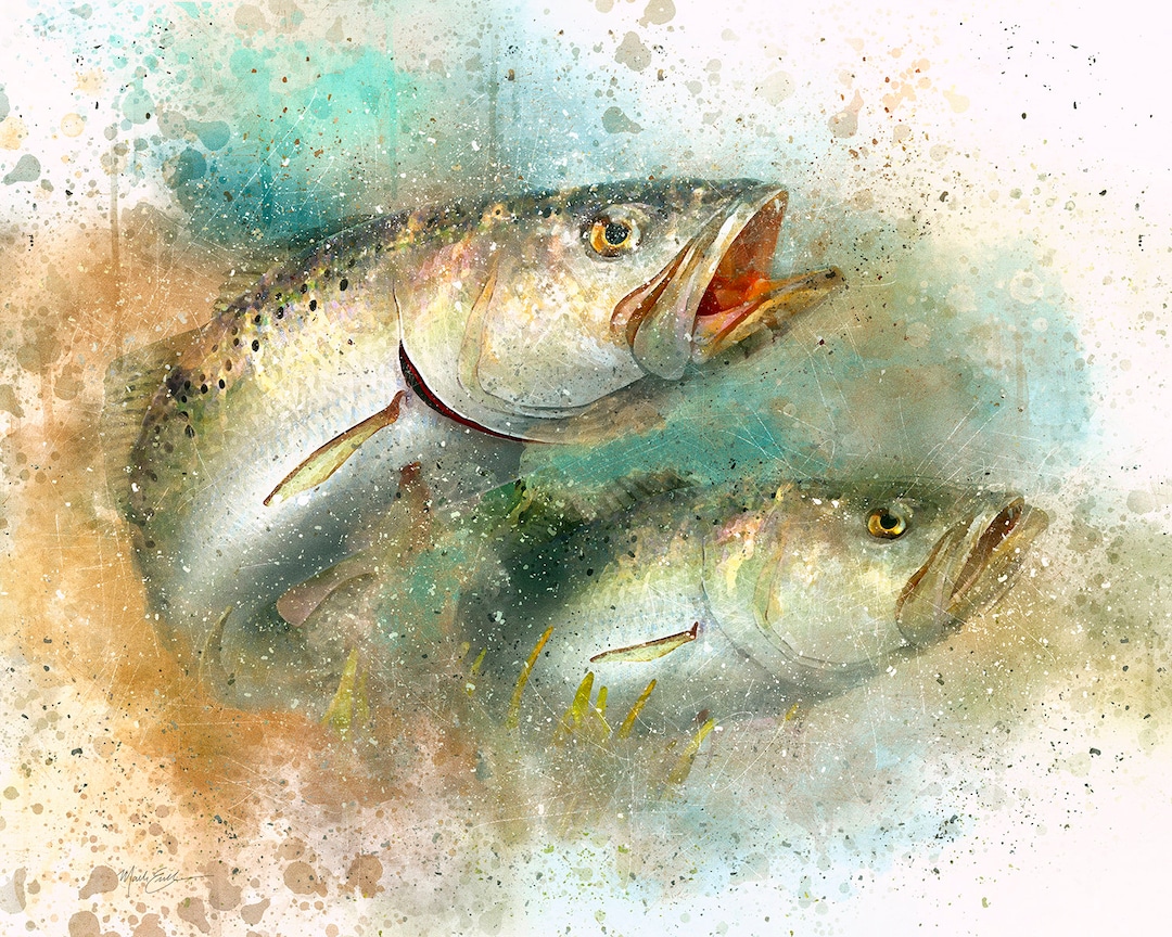 Speckled Trout Art Print, Trout Fisherman's Gift, Seatrout Watercolor ...
