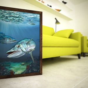 Kingfish Fishing Art Print Gift for a Fisherman, Fish Painting, Fish ...