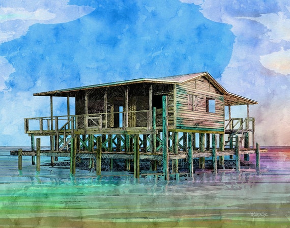 Fish Camp Décor Fish Wall Art Print Stilt House Wall Décor - Etsy