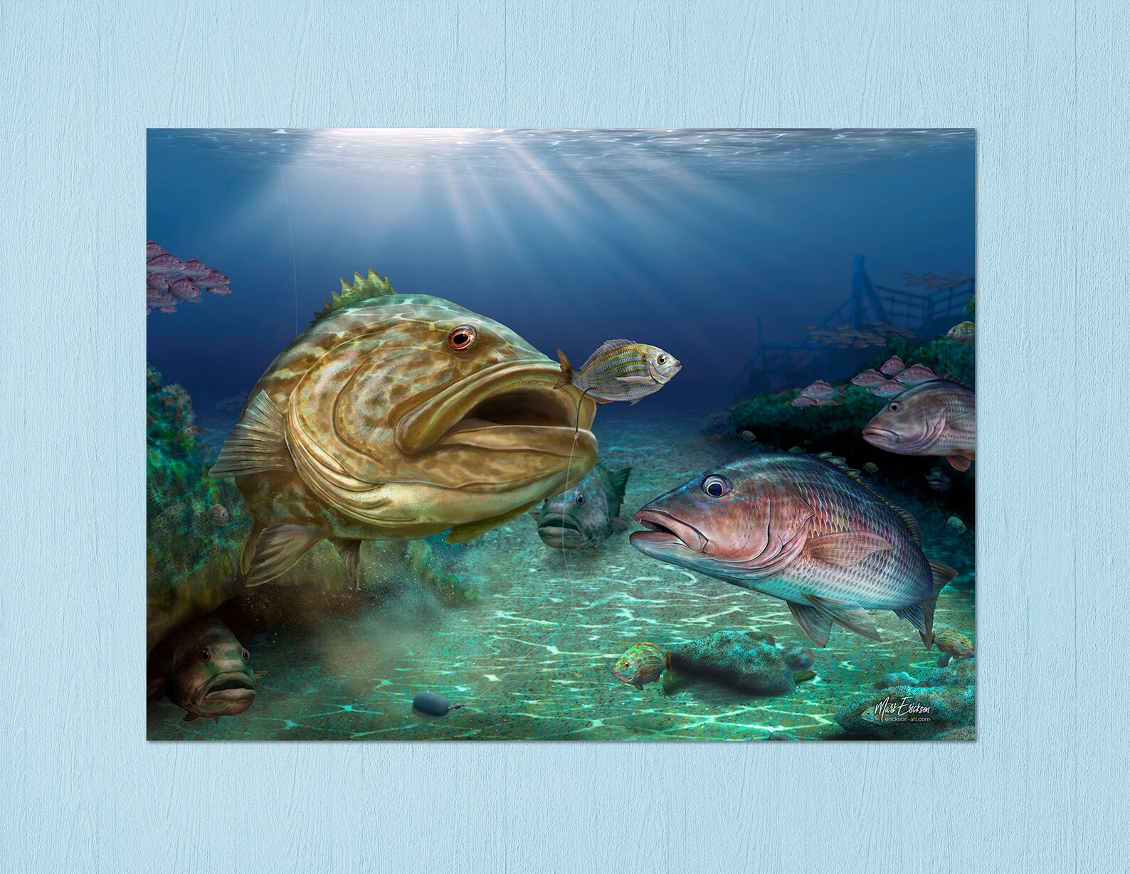 Grouper Art Print Fishing Gift for Dad Fishing Decor for the - Etsy