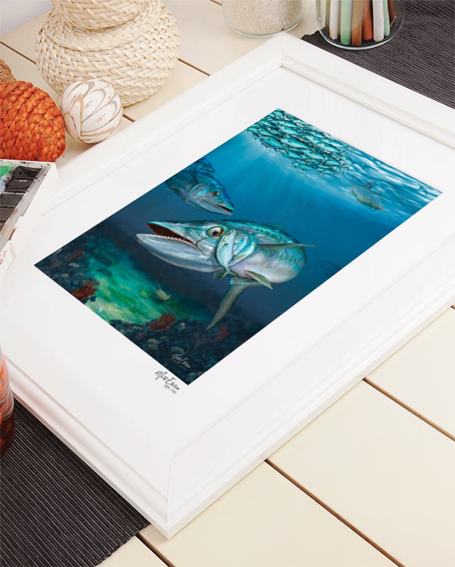 Kingfish Fishing Art Print Gift for a Fisherman, Fish Painting, Fish ...
